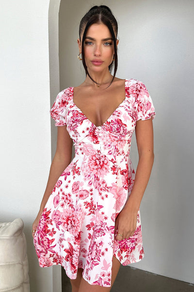 Solem Mini Dress - Pink/Red Floral – Thats So Fetch US